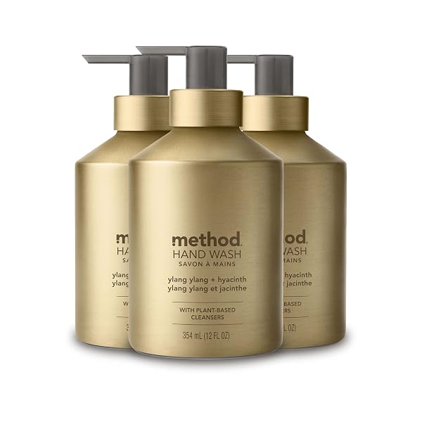 Method Gel Hand Soap, Hyacinth + Ylang Ylang, Reusable Gold Aluminum ...