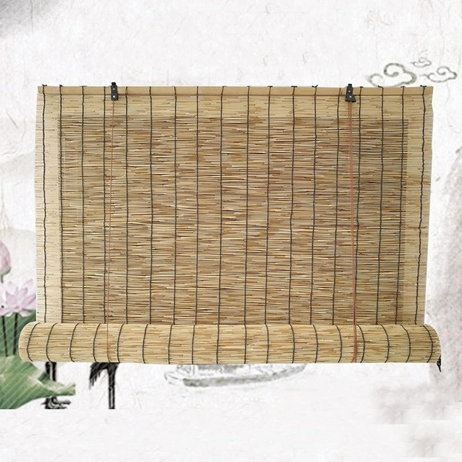 Outdoor Natural Reed Curtain, Vintage Decoration Bamboo Roller Blind ...
