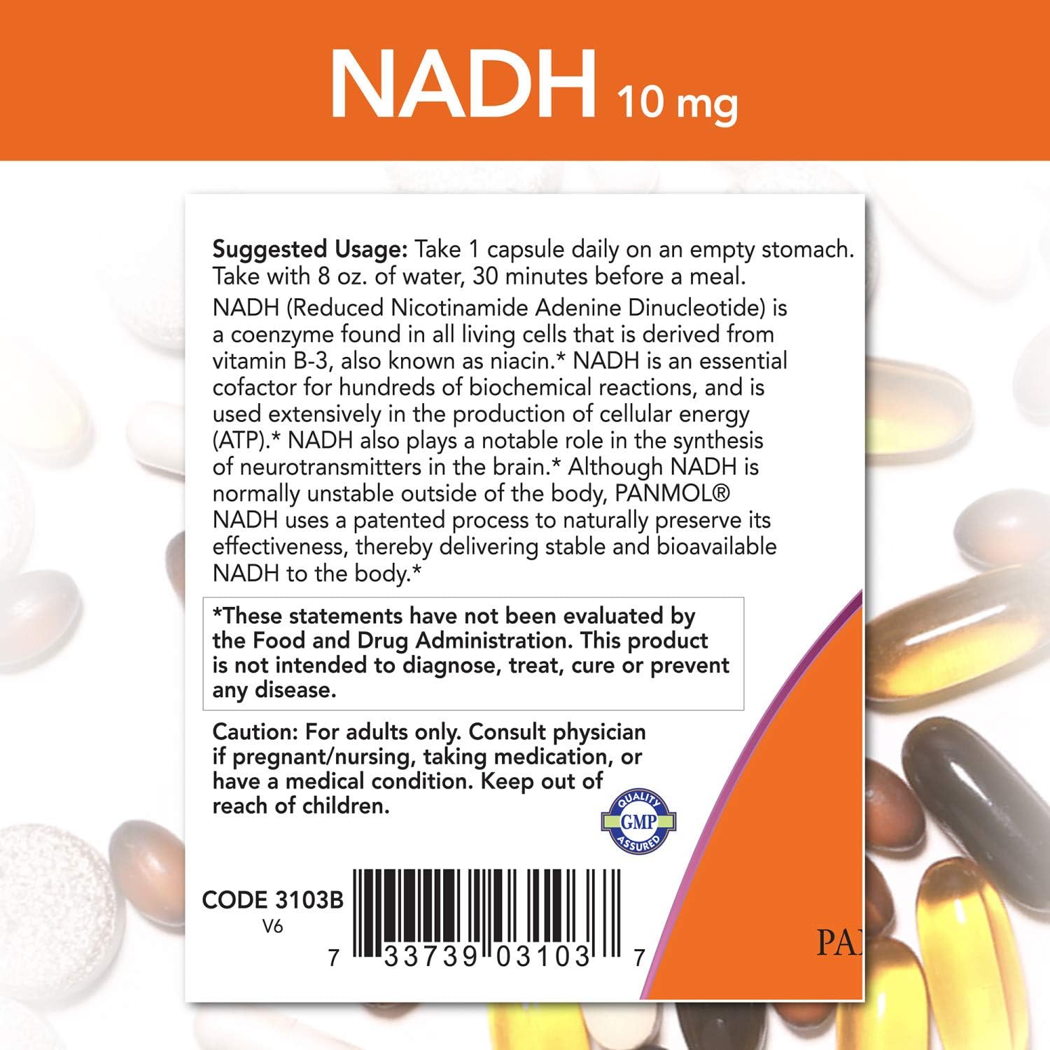 NOW Supplements, NADH (Reduced Nicotinamide Adenine Dinucleotide) 10 mg ...