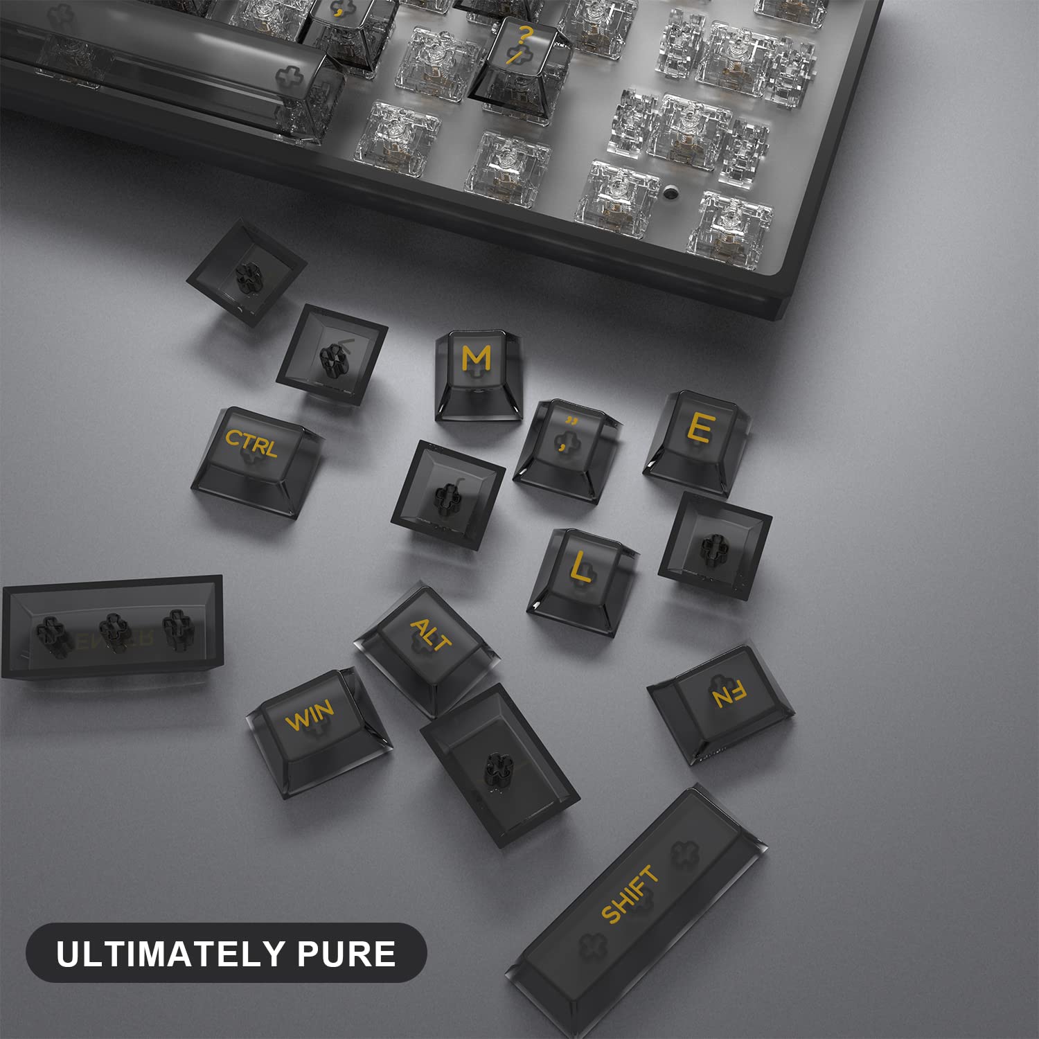 Mua Black Clear keycaps,PC Material,Transparent keyboard caps full set ...