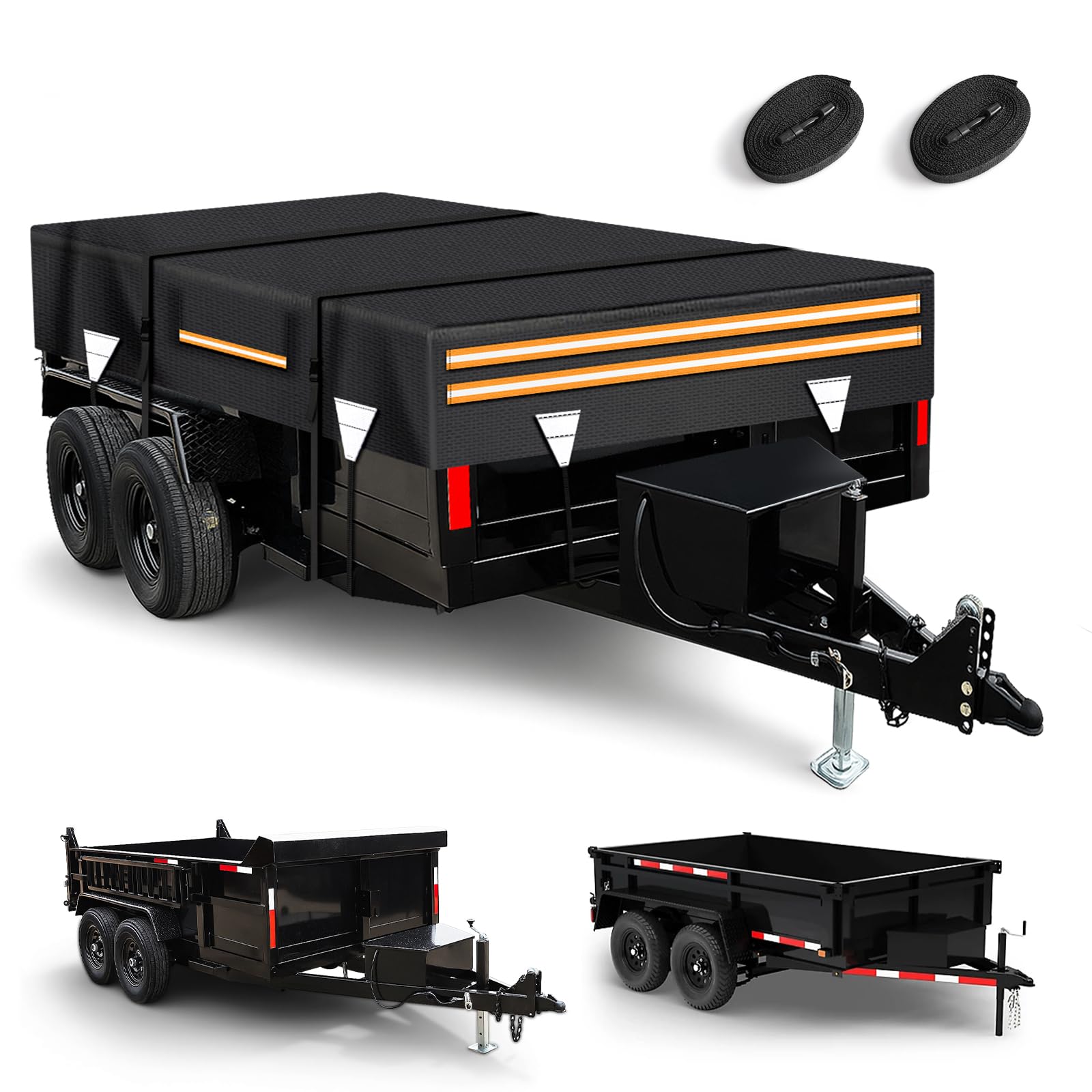 SKYJDM 7 x 12 Waterproof 600D Dump & Utility Trailer Cover, Heavy Duty ...