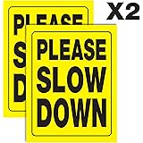Amazon.com : Voss Signs Yellow Plastic Reflective Sign 12" Slow Down ...