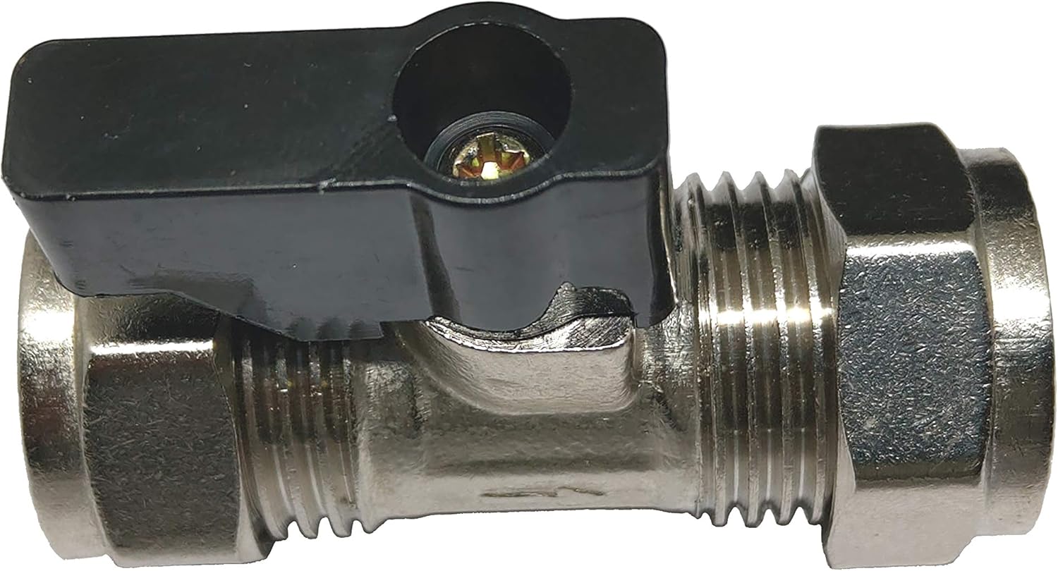 Compression 15mm Isolating Valve with Black Lever Handle Chrome Plated ...