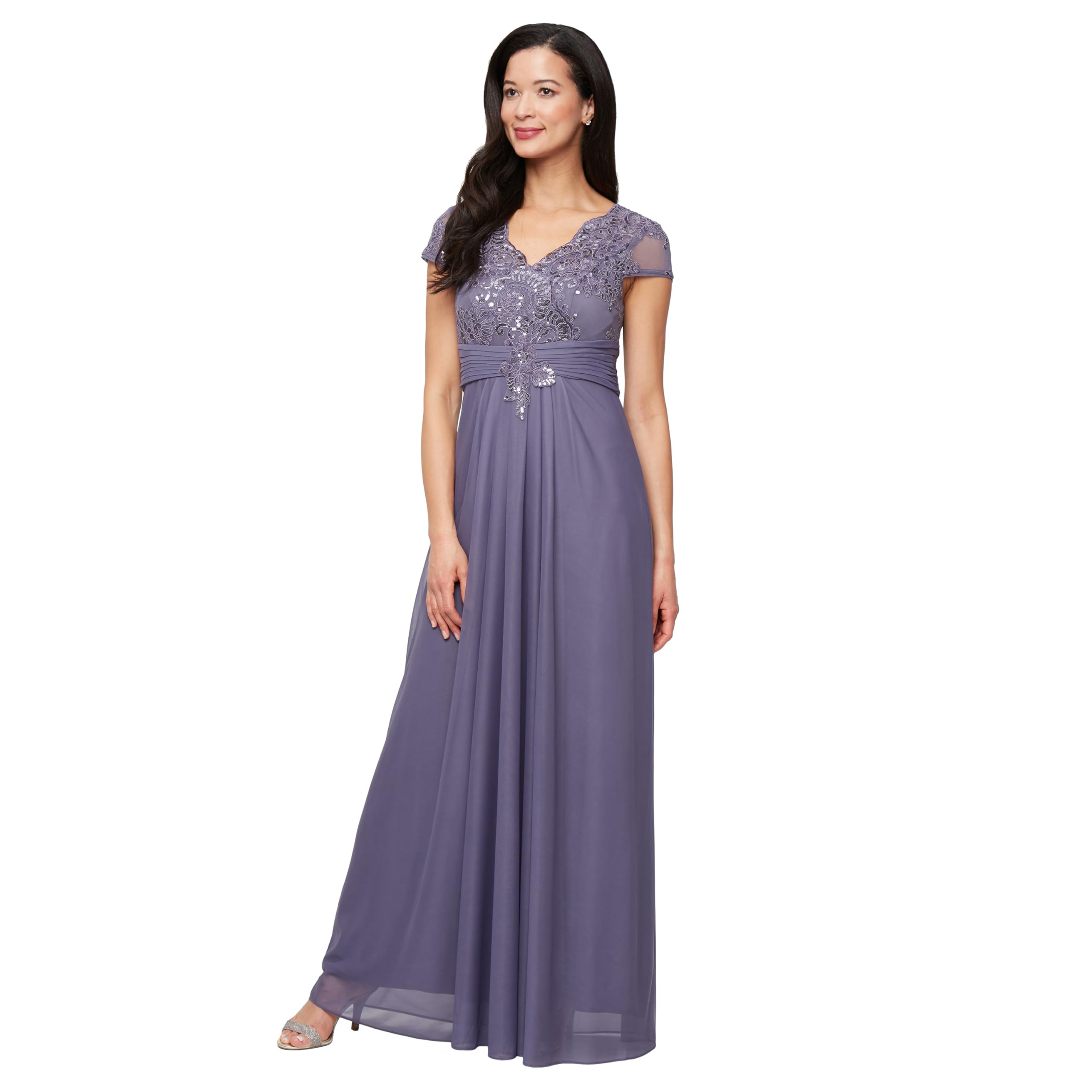 Alex Evenings Women's Stretch Sequin Bodice Long Gown, Formal Event ...