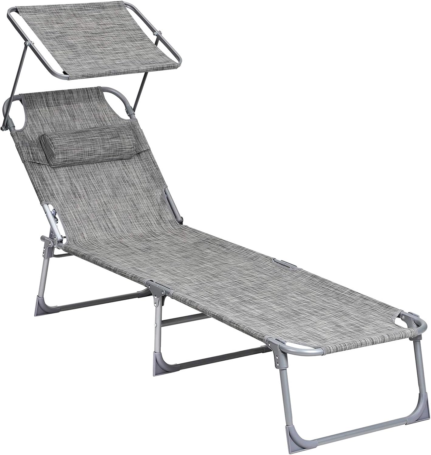 SONGMICS Sun Lounger, Sunbed, Reclining Sun Chair, with Headrest ...