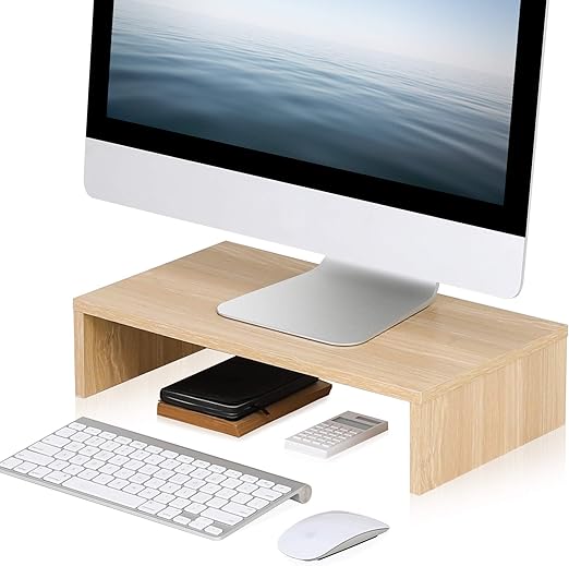 FITUEYES Monitor Stand Wood Color Wood PC Laptop Computer Screen Riser ...