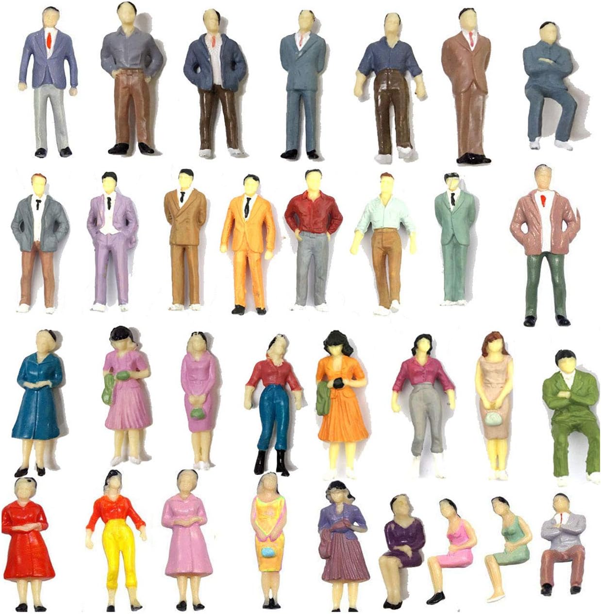 Amazon.com: Gdaya 100PCs Tiny People Figures, 1:50 Scale Model Train ...