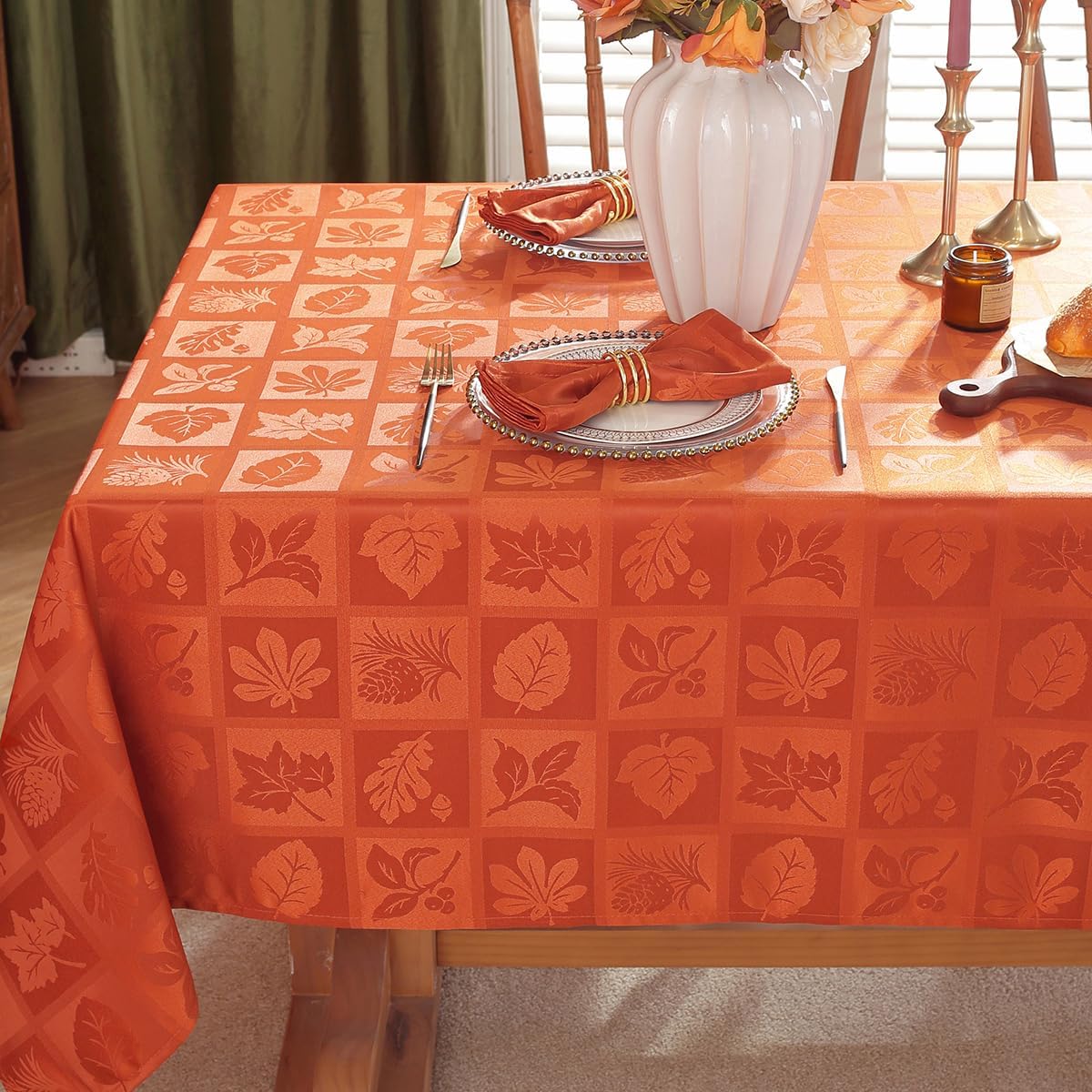 SASTYBALE Christmas Tablecloth Rectangle 60 x 120 Inch Autumn Maple ...
