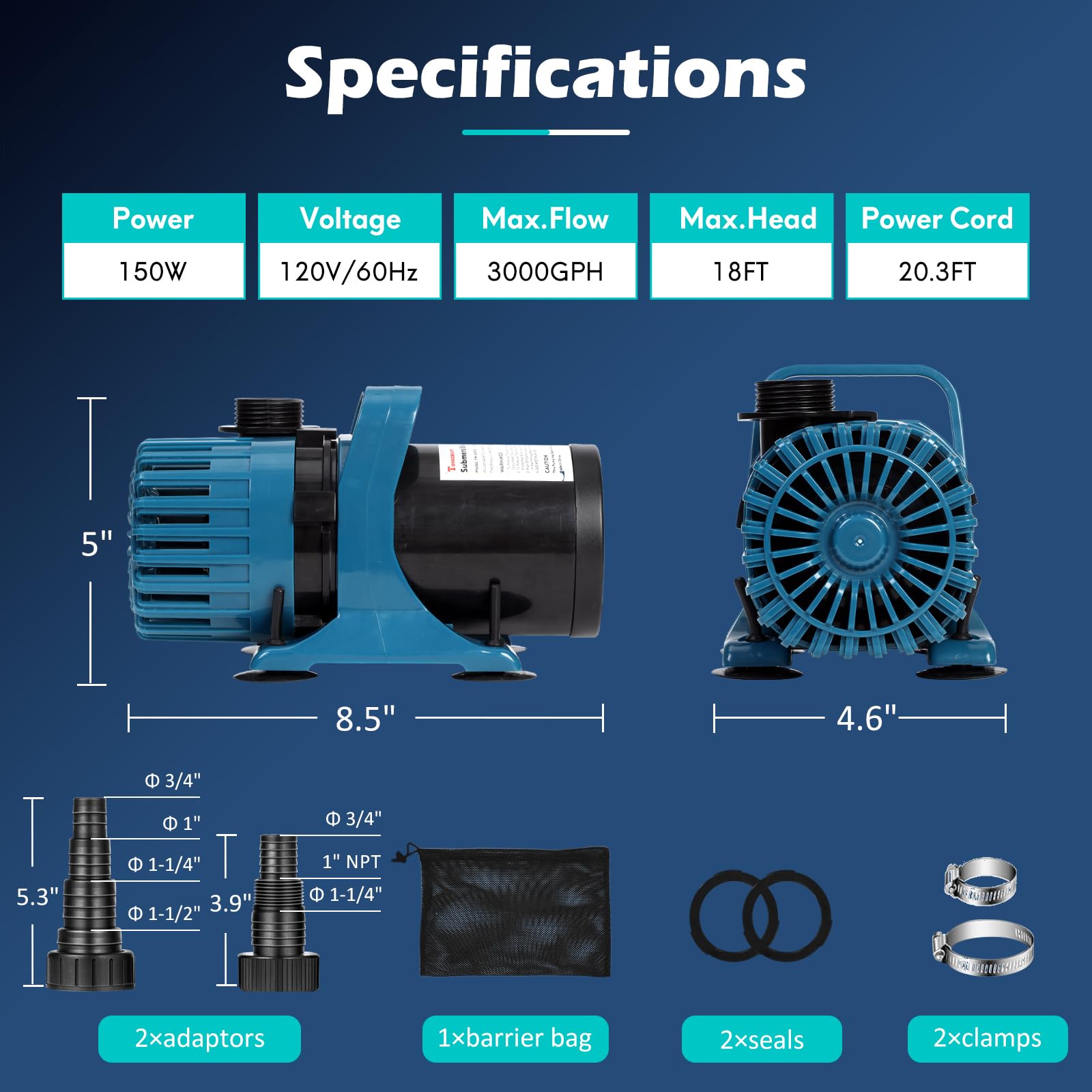 Mua TONGCHANT 150W 3000GPH Large Submersible Outdoor Garden Duck Koi ...