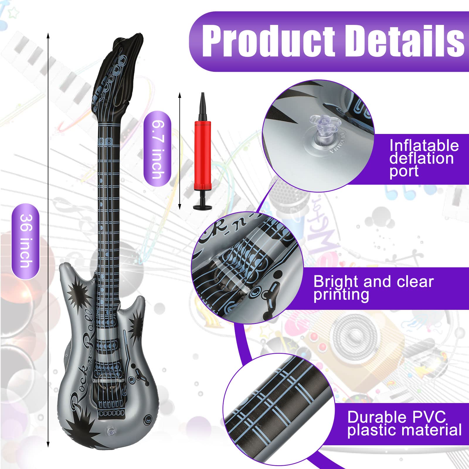 Mua Tatuo 12 Pieces Inflatable Guitar Blow up Guitar Assorted Colors ...