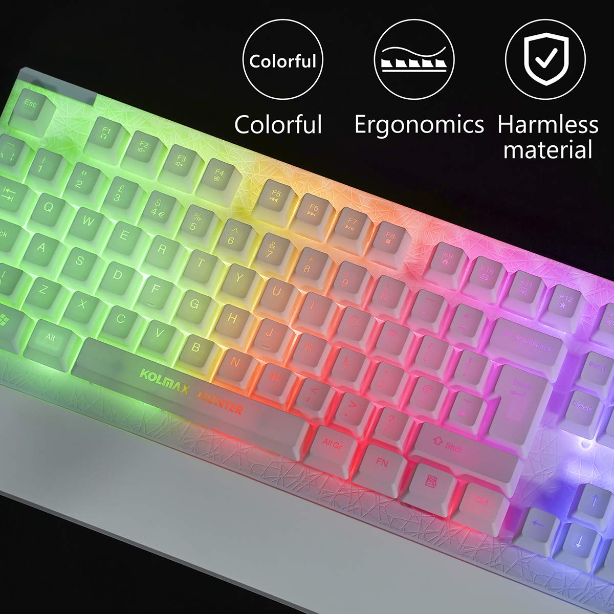 Mua White Gaming Keyboard and Mouse Combo Colorful lights Rainbow LED ...