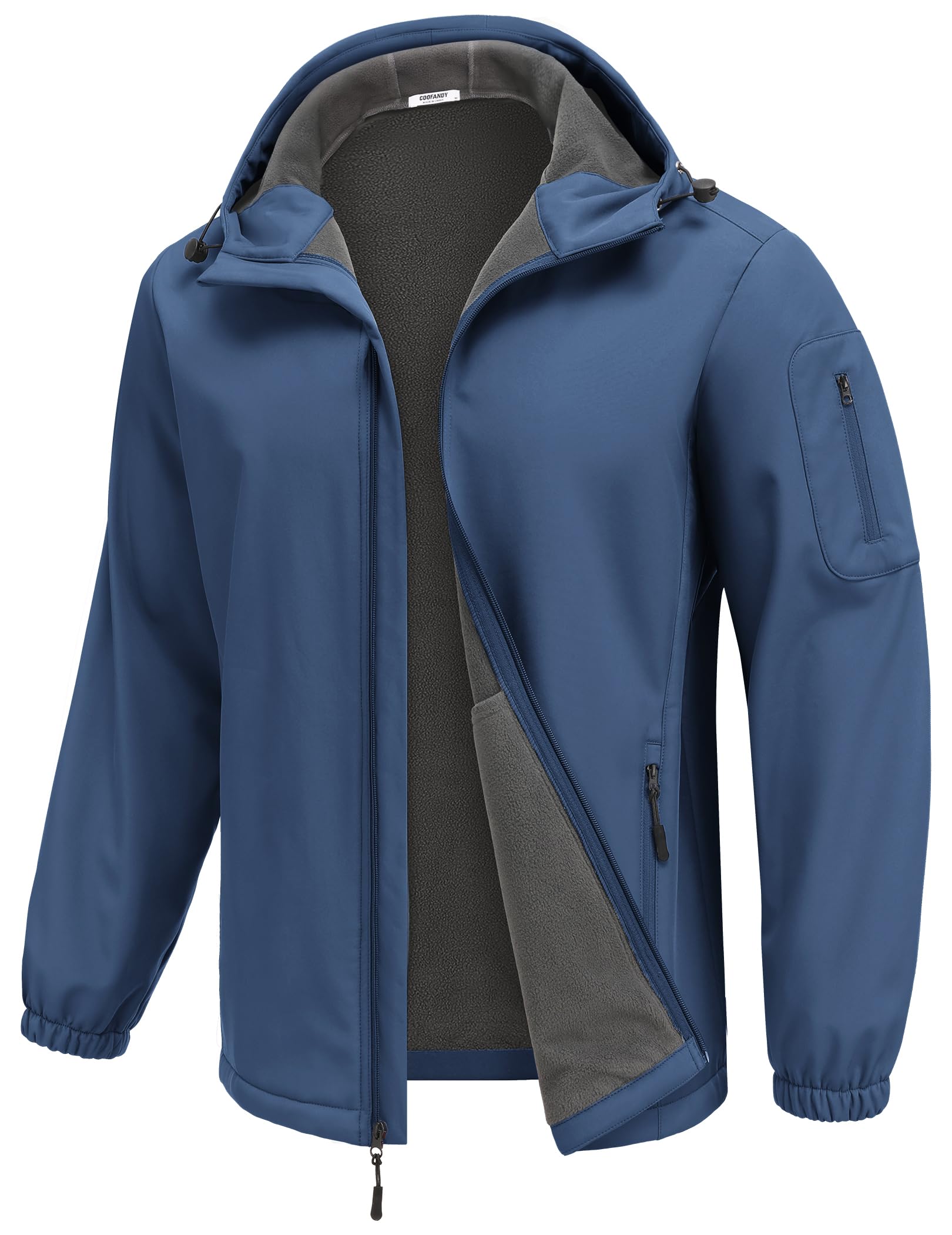 COOFANDY Mens Fleece Lined Windbreaker Hooded Softshell Jacket ...