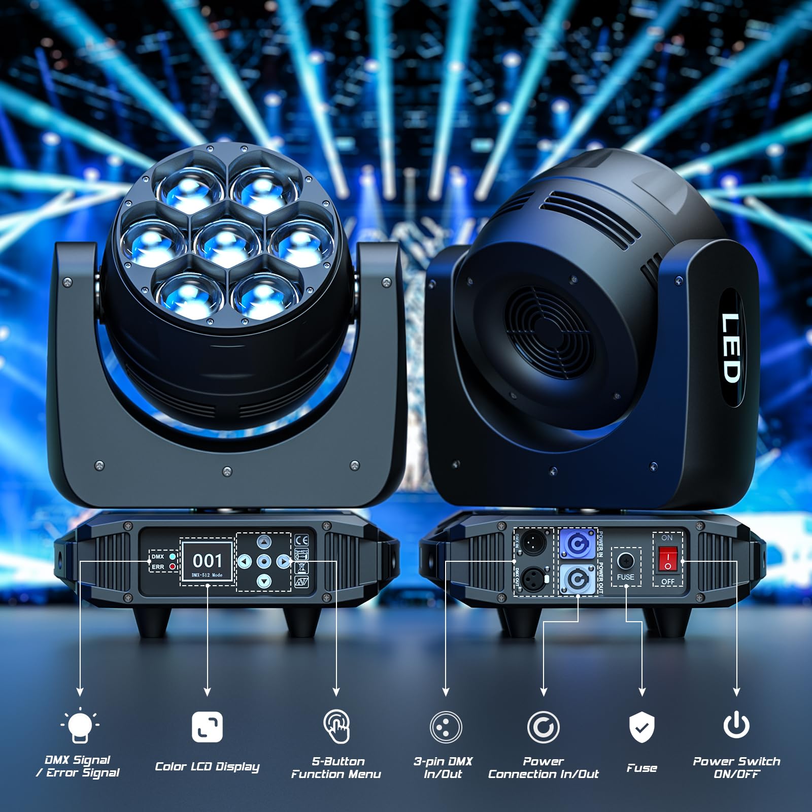 Mua HOLDLAMP Zoom Moving Head DJ Lights Beam and Wash Stage Lighting ...