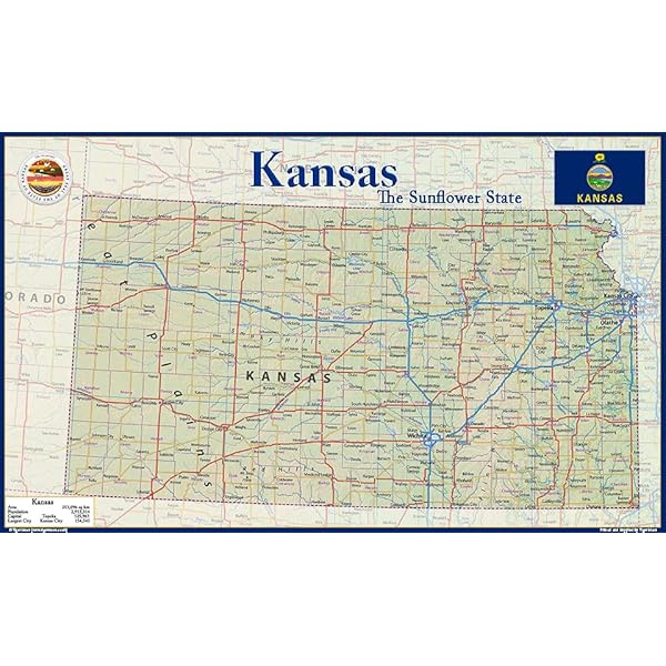 Large Detailed Roads And Highways Map Of Kansas State With Cities