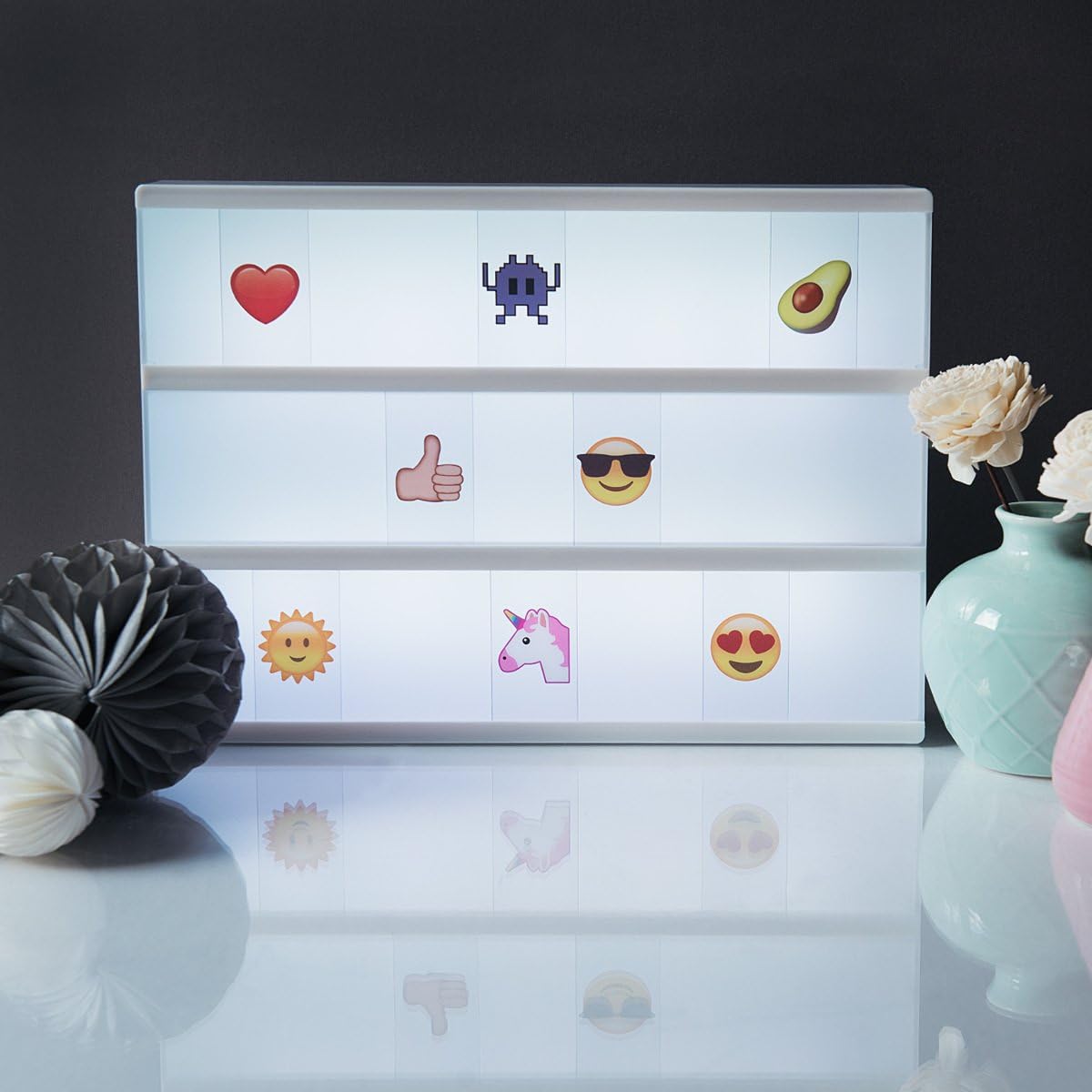 kwmobile Emoji Light Box Cards 126 Tiles – A4 Size for LED Marquee ...