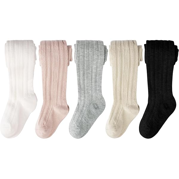 Footed Toddler Tights Meeshine 5 Pack Baby Girls Tights - Cable Knit ...