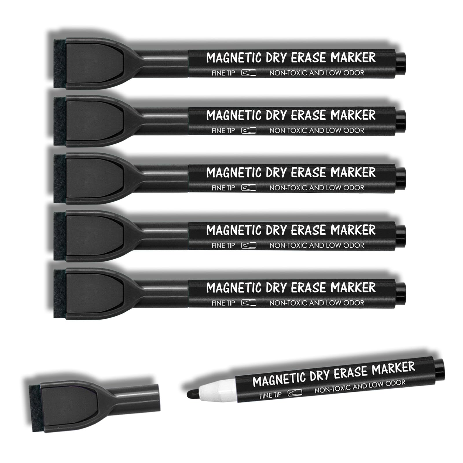 maxtek Magnetic Black Dry Erase Markers, 6 Count Fine Tip Whiteboard ...