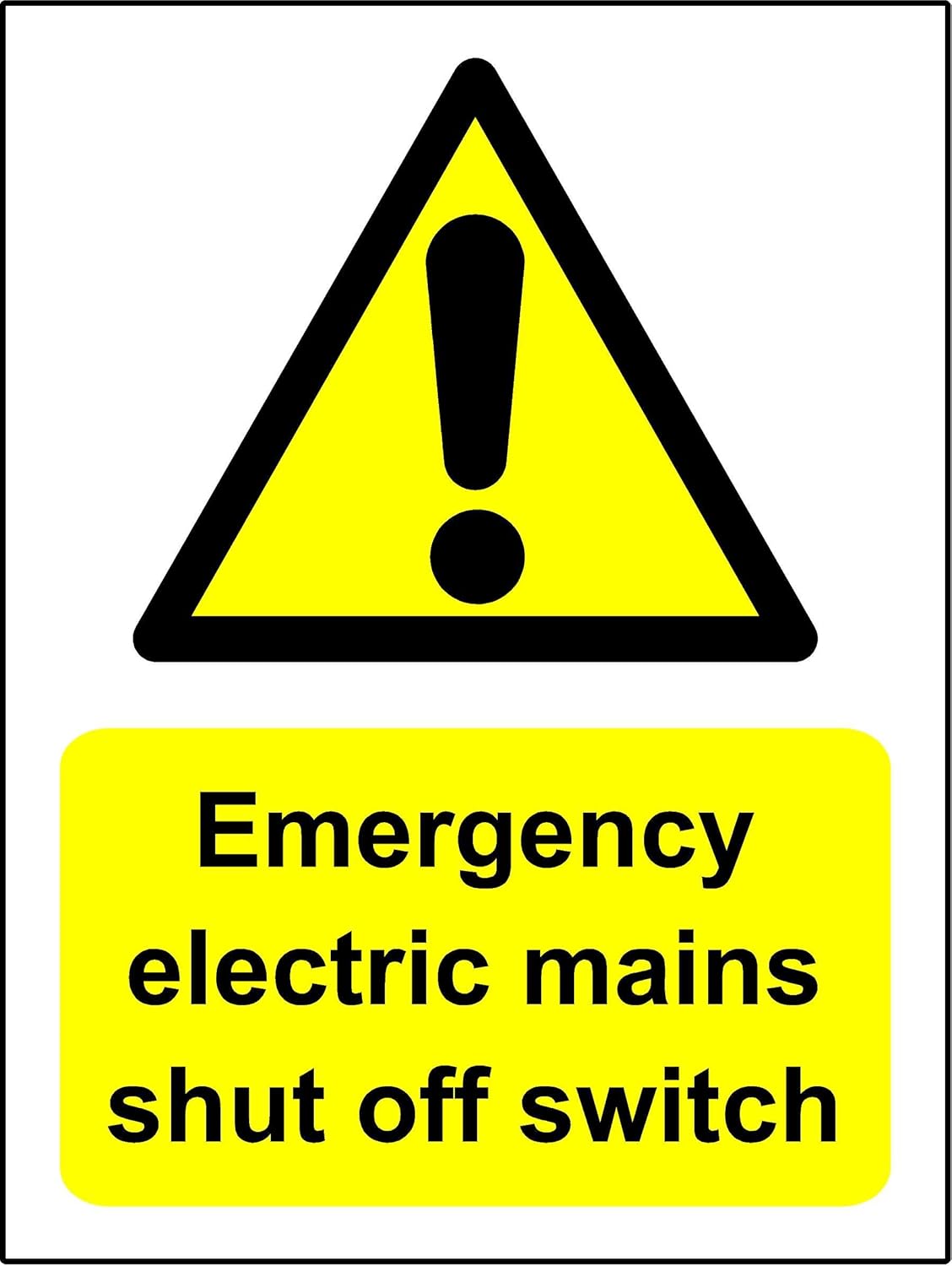 EMERGENCY ELECTRIC MAINS SHUT OFF SWITCH sign - 1.2mm rigid plastic ...
