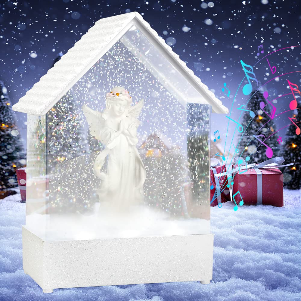 VITAKEO-Angel Musical Snow Globe - Praying Angel Statue Lights Festival ...