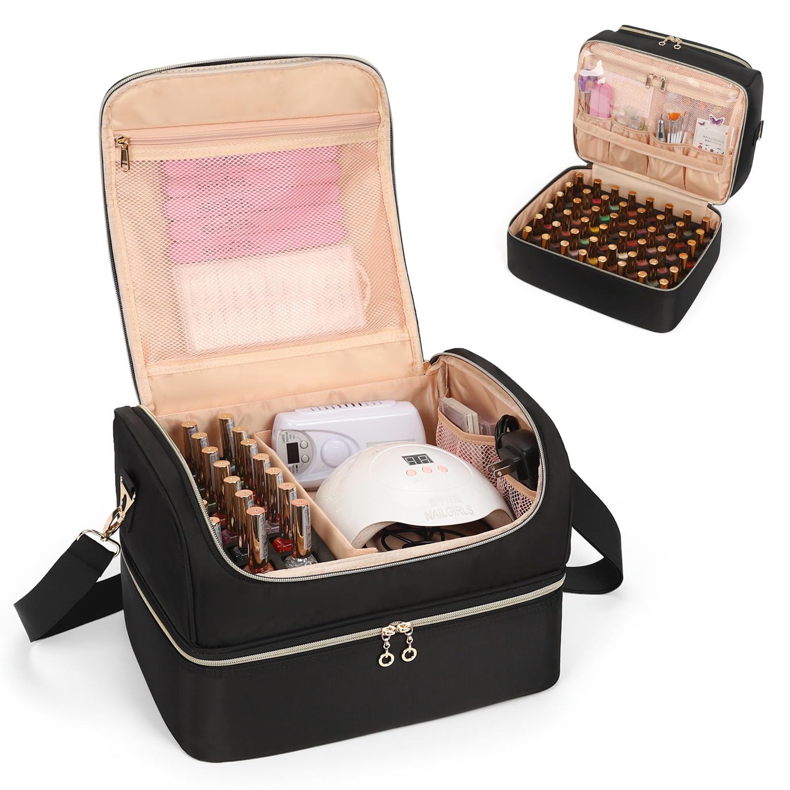 CUBETASTIC Nail Polish Organizer, Portable Nail Polish Storage Case ...