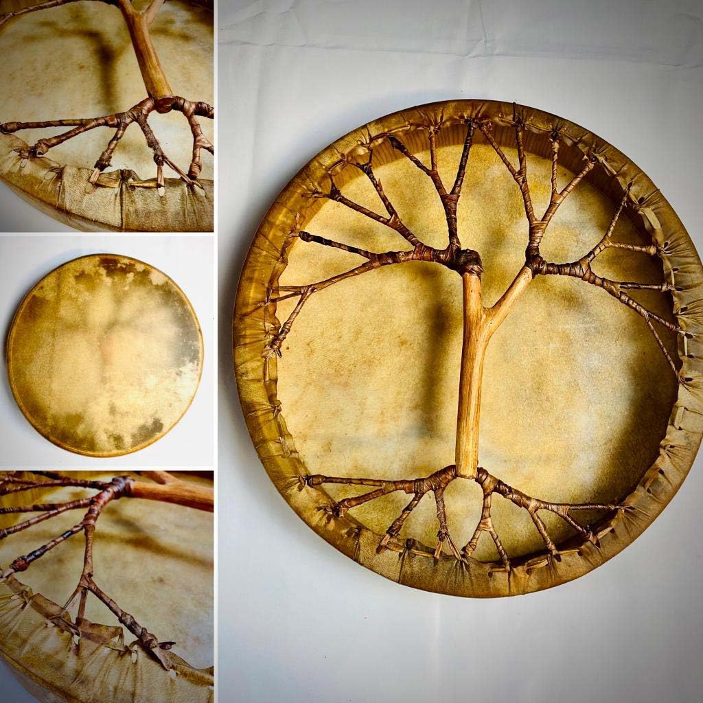 Handmade Shaman drum Frame Drum round 16" 18" 20" with goat skin Tree ...