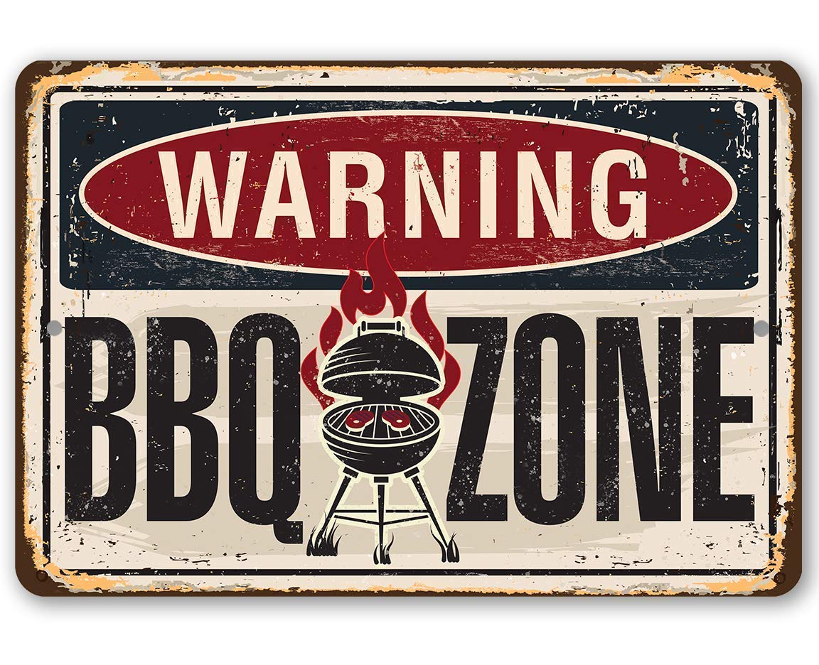 Amazon.com: Metal Sign - Warning BBQ Zone - Durable Metal Sign - 8" x ...