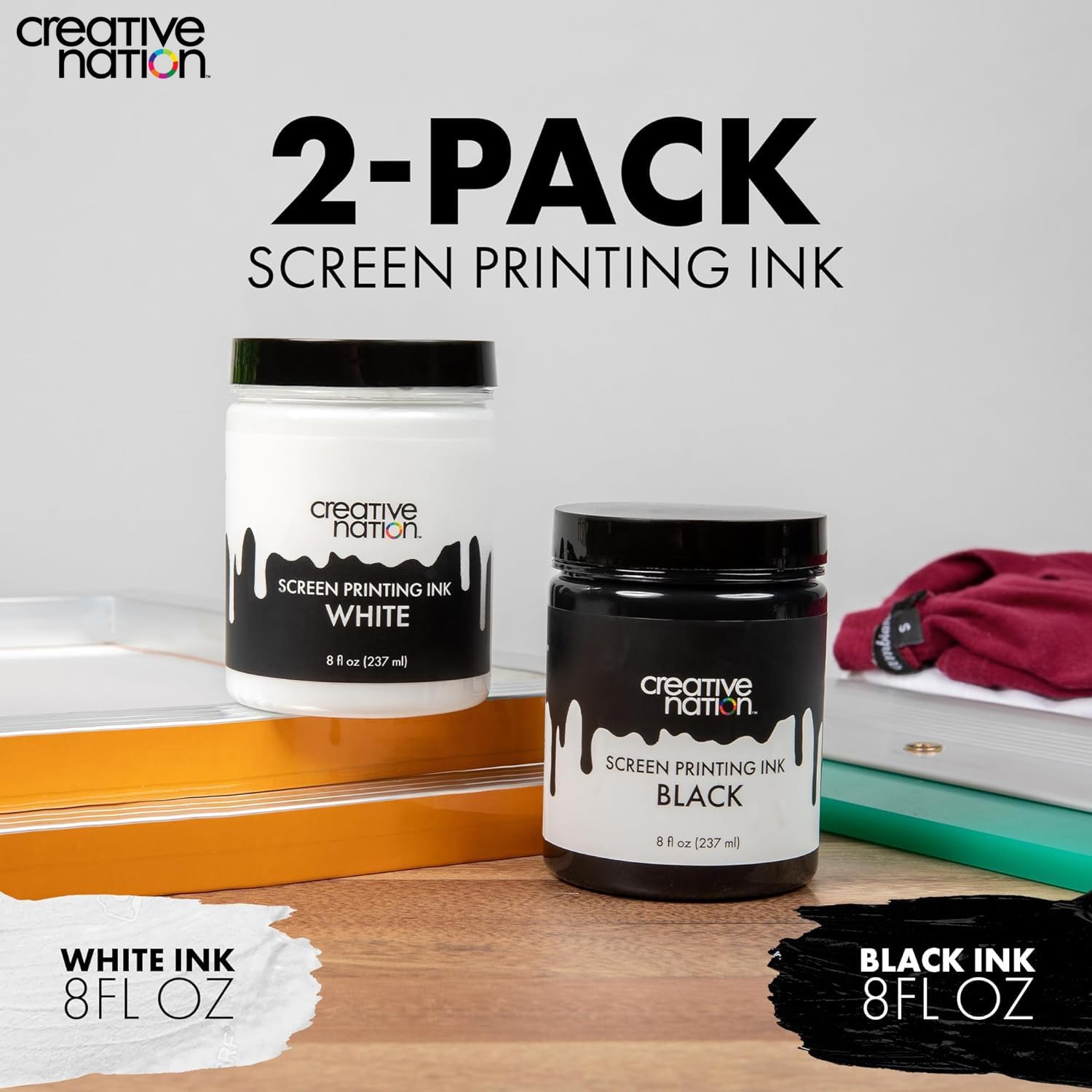 Mua Black & White Fabric Screen Printing Ink 2-Pack - 16 Oz. of Water ...