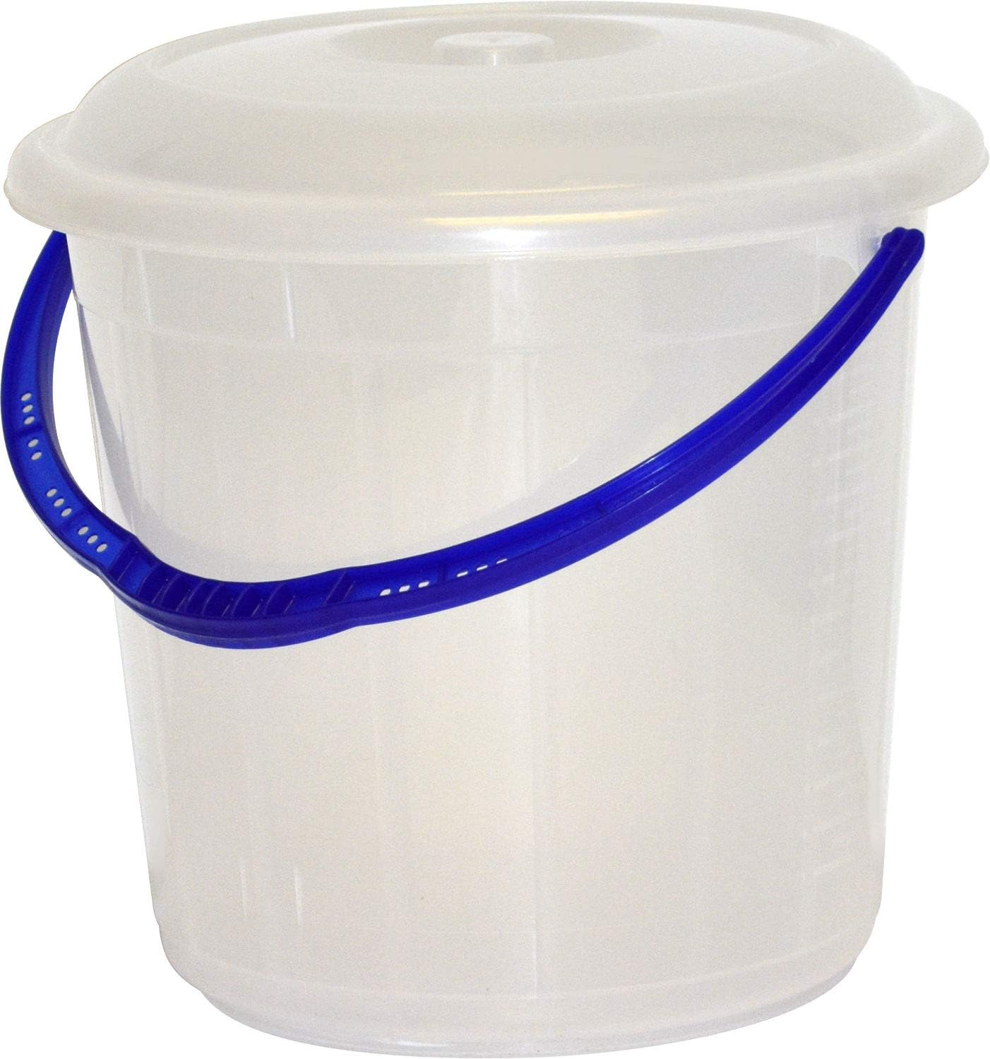 15L Litre Sturdy Bucket with Lid for Rubbish Waste Storage (Clear ...