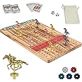 Amazon.com: HOROW Horse Racing Board Game Solid Wood Horse Race Card ...