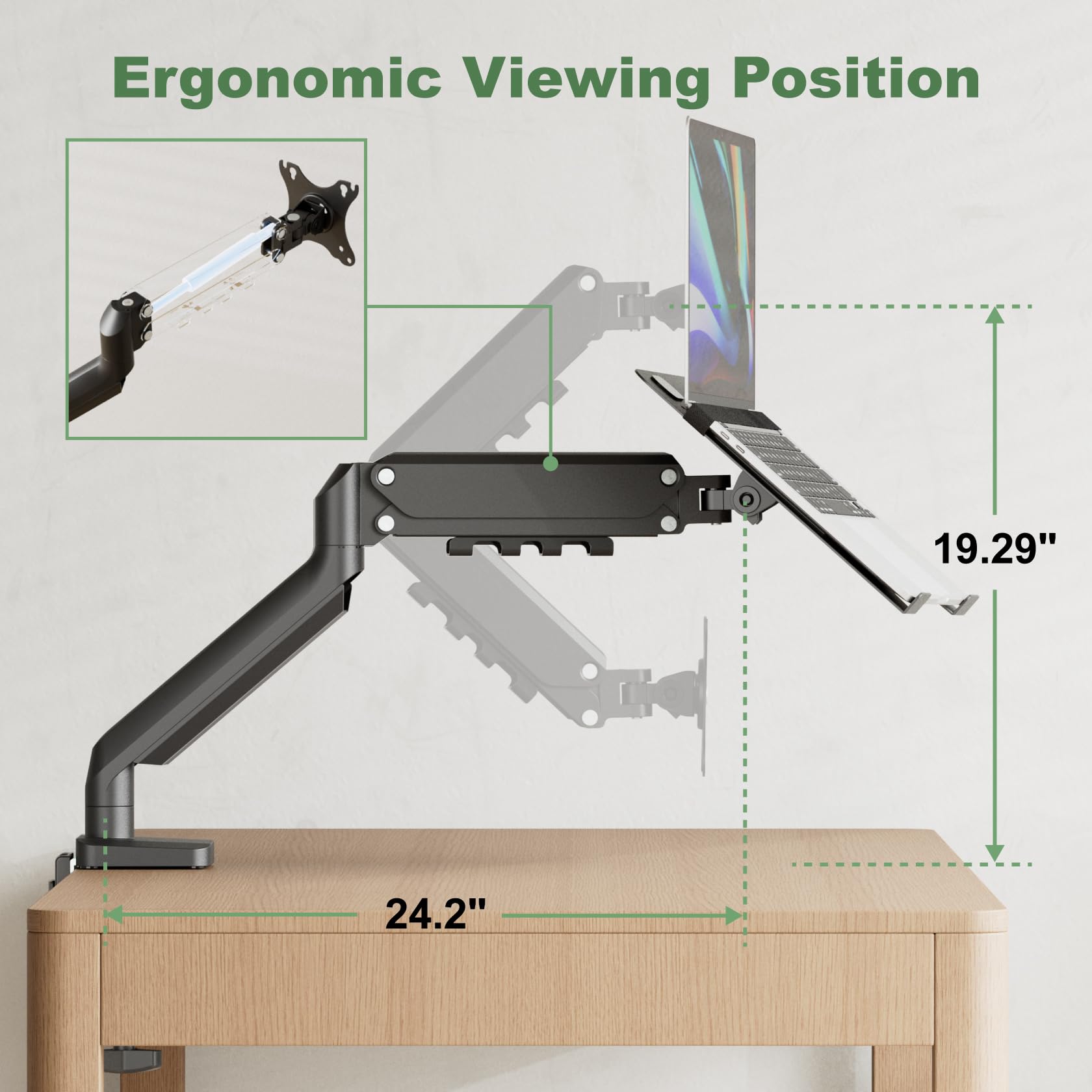 Mua Laptop Mount, 2-in-1 Gas Spring Laptop Arm for 12"-17" Notebook/13 ...