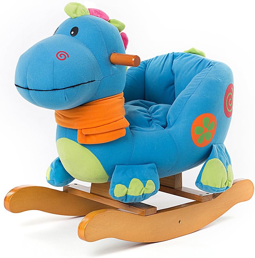 labebe Baby Rocking Horse Wooden, Plush Rocking Horse Toy, Blue ...