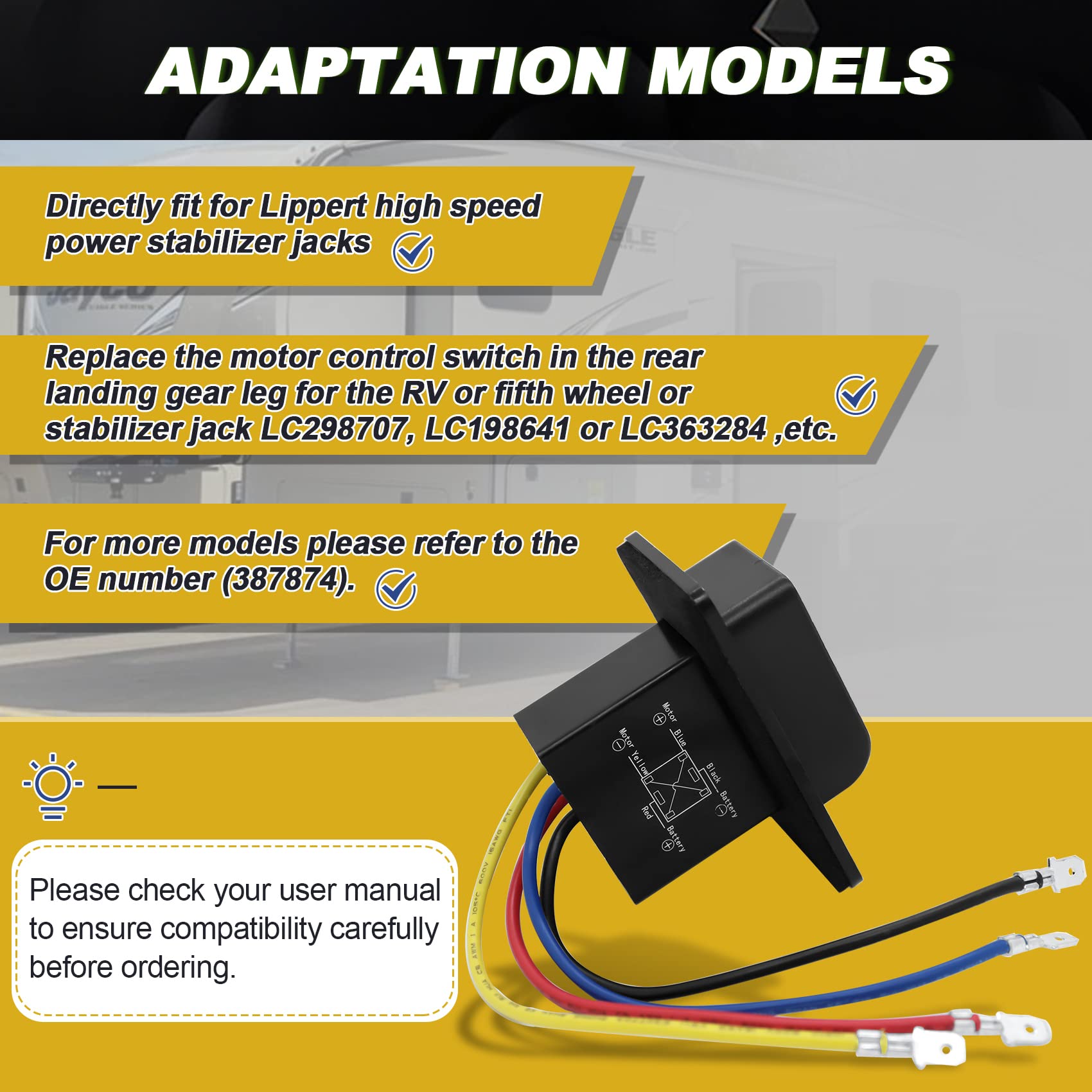Mua 387874 RV Electric Stabilizer Jack Switch Compatible with Lippert ...