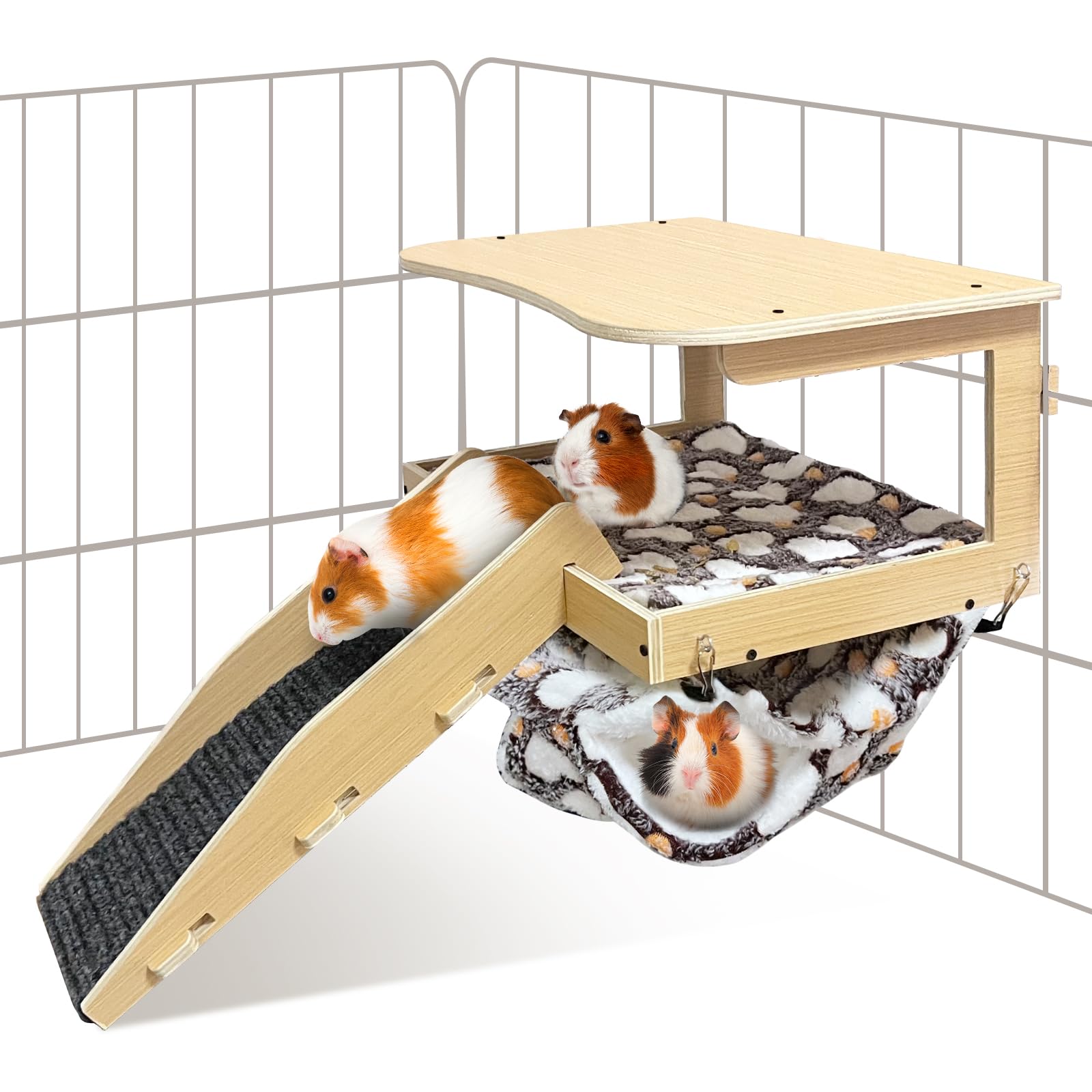 DCIAER Guinea Pig Hideout?Natural Wood Removable Guinea Pig Bed, Small ...