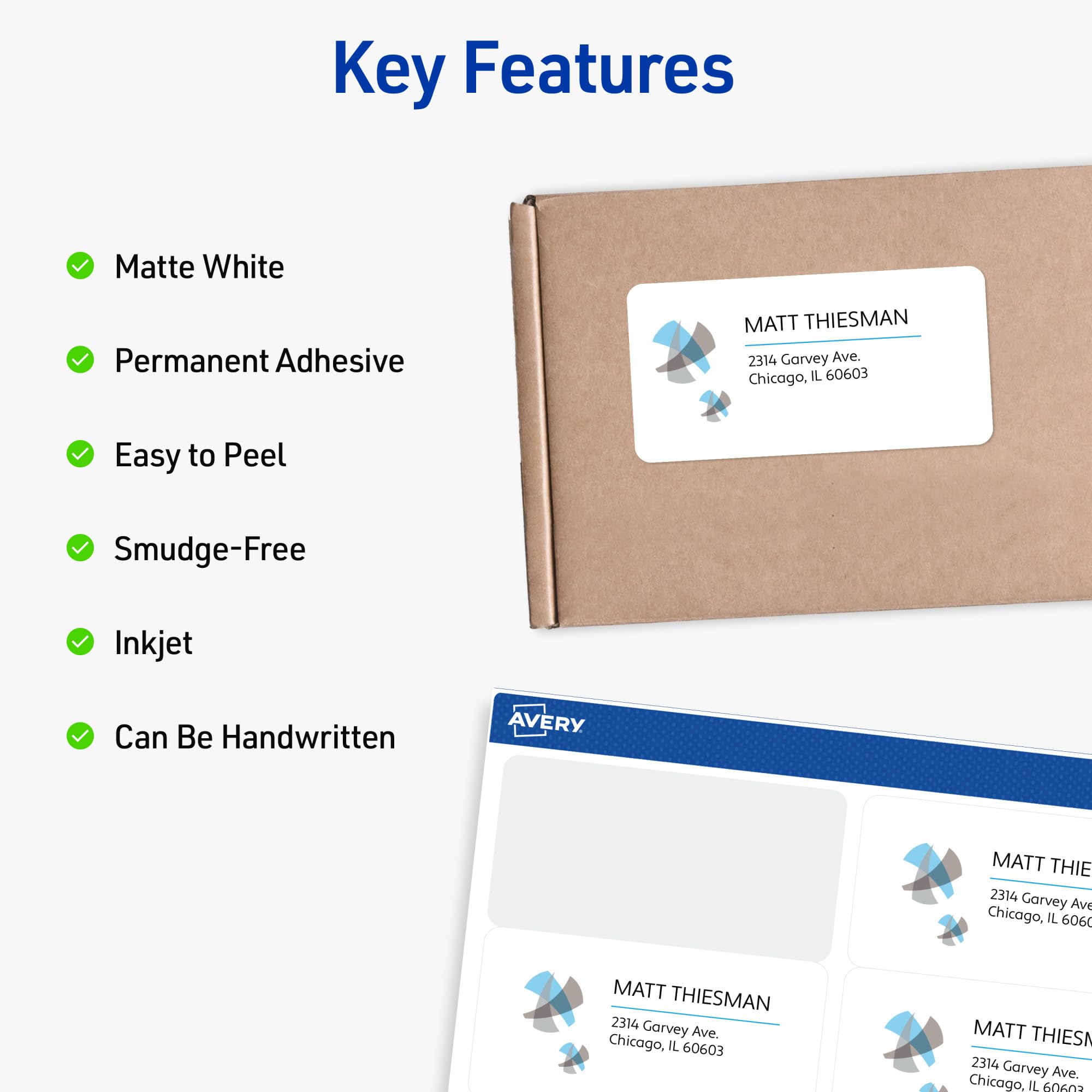 Mua Avery White Full-Sheet Labels for Inkjet Printers with TrueBlock ...