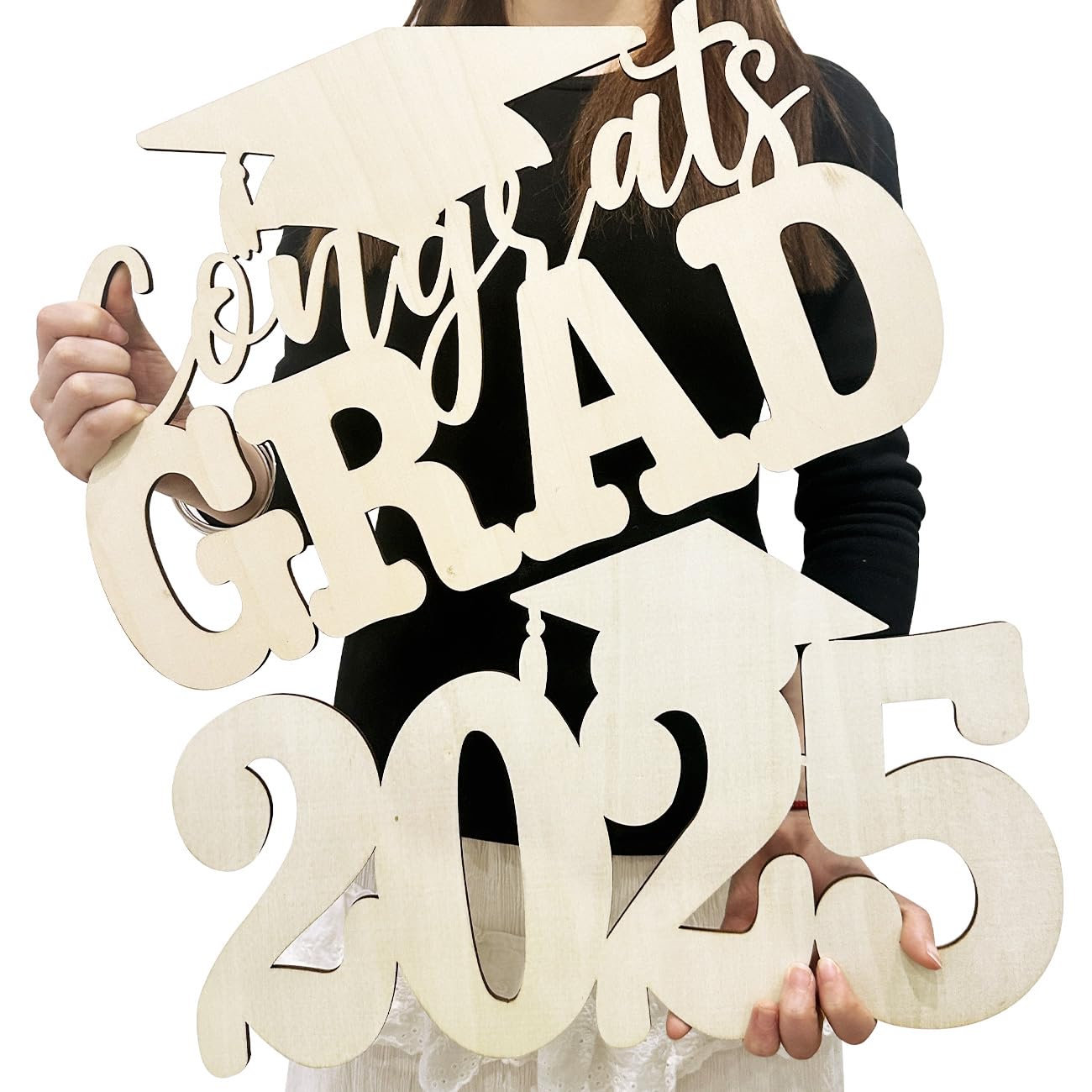 2Pcs Class of 2025 Wood Signs Graduation Decorations 2025 Wooden Sign ...