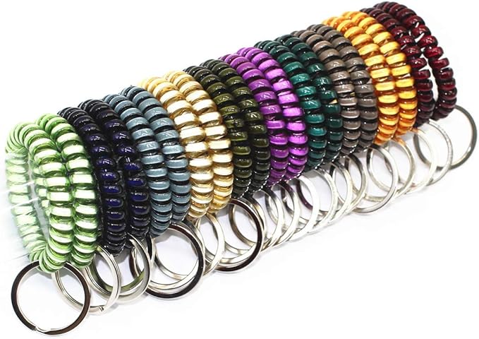 20 Packs Mix Color Plastic Coil Stretch Wristband Elastic Stretchable ...