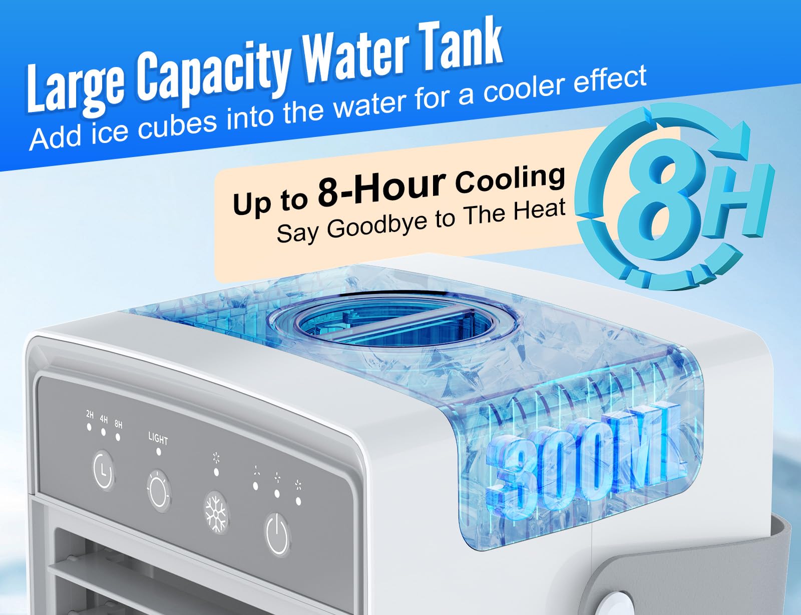 Mua Portable Air Conditioners Fan, 300ml Evaporative Mini Air Cooler with 7 Colors Light, 2-8H ...