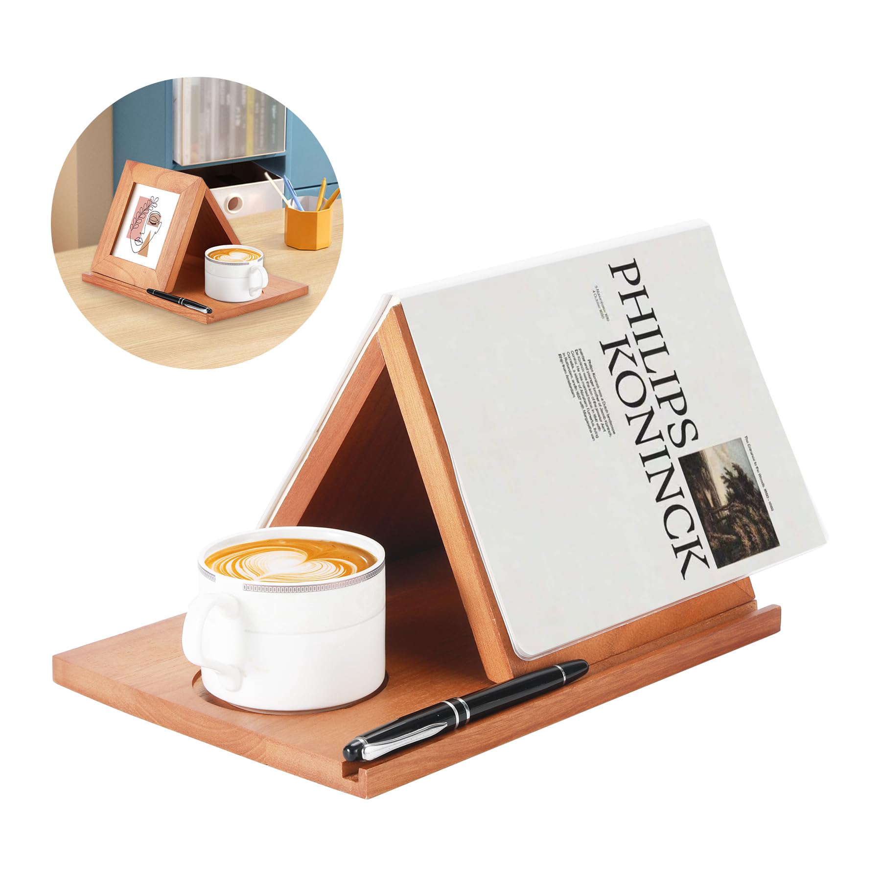 Mua BOWEICORE Book Stand Photo Frame, Wooden Triangle Book Holder for ...