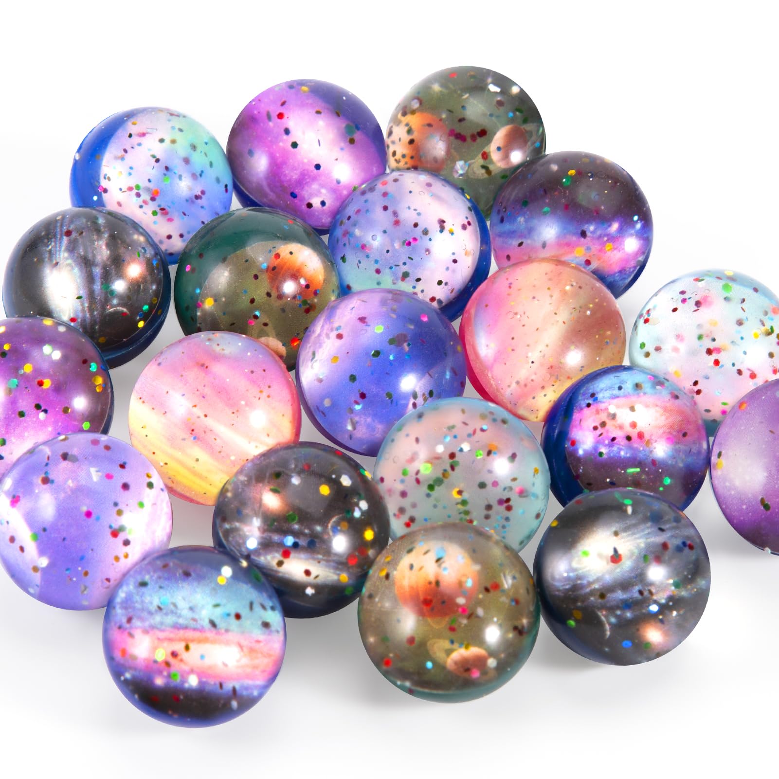 Ayfjovs 20 Pack Starry Space Bouncy Balls - 32mm Rubber Balls, for ...