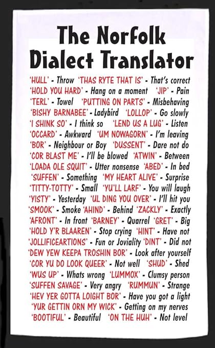 personalised4u Norfolk Dialect Tea Towel – Makes and Ideal Gift: Amazon ...
