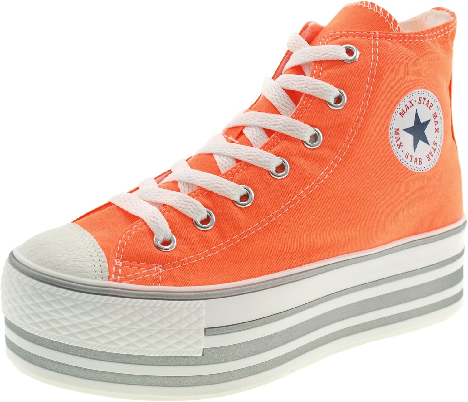 Maxstar Women's C50 7 Holes Zipper Platform Canvas High Top Sneakers ...