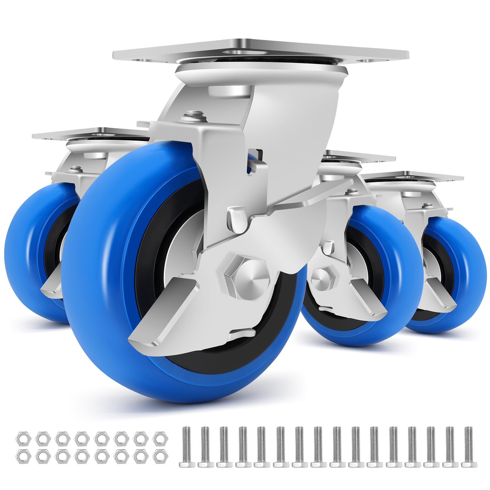 W B D WEIBIDA 5 Inch Heavy Duty Casters Set of 4, Smooth Rolling Caster ...