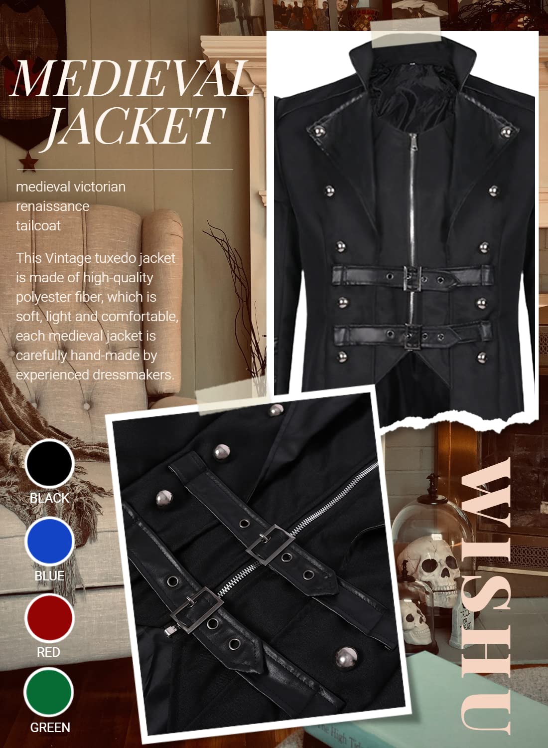 Mua WISHU Mens Medieval Steampunk Victorian Halloween Costumes, Gothic ...