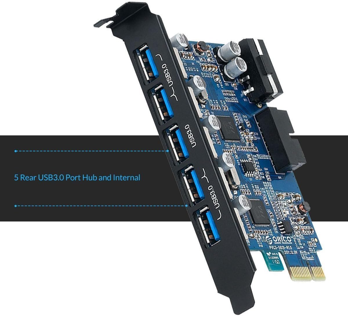 ORICO 5-Port PCIe USB 3.0 Card PCI Express to USB Expansion Adapter ...