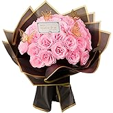 Amazon.com: Waipfaru Pink Glitter Roses Bouquet, DIY Fake Flowers Bouquet, Everlasting Shiny ...