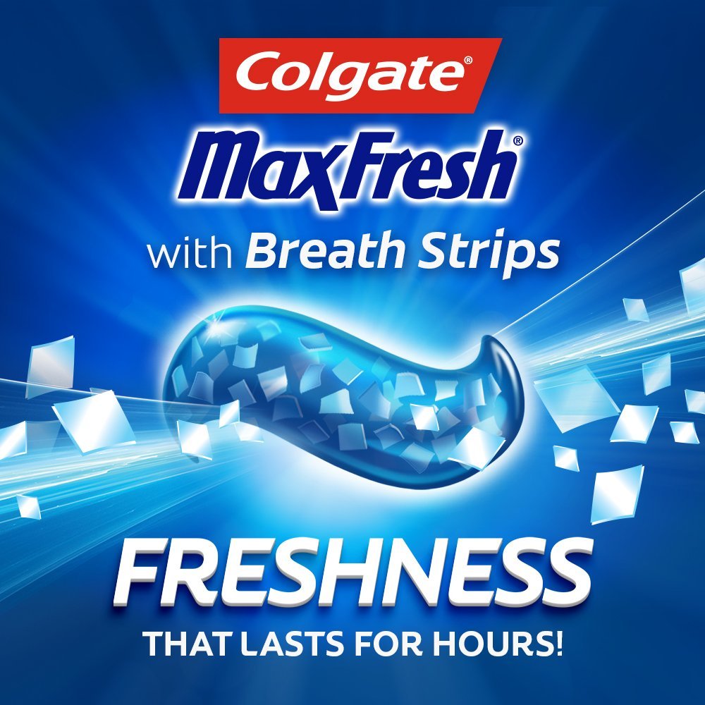 Colgate Max Fresh Toothpaste with Mini Breath Strips, Cool Mint - 7.6 ...