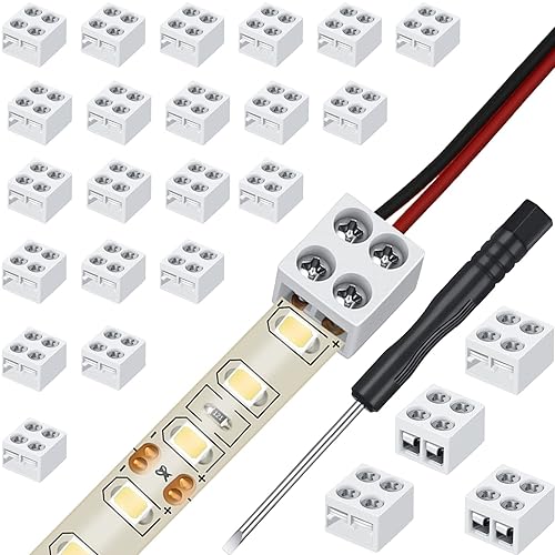 Flutesan 25 Pack Solderless LED Tape Light Connector 2 Pin Terminal ...