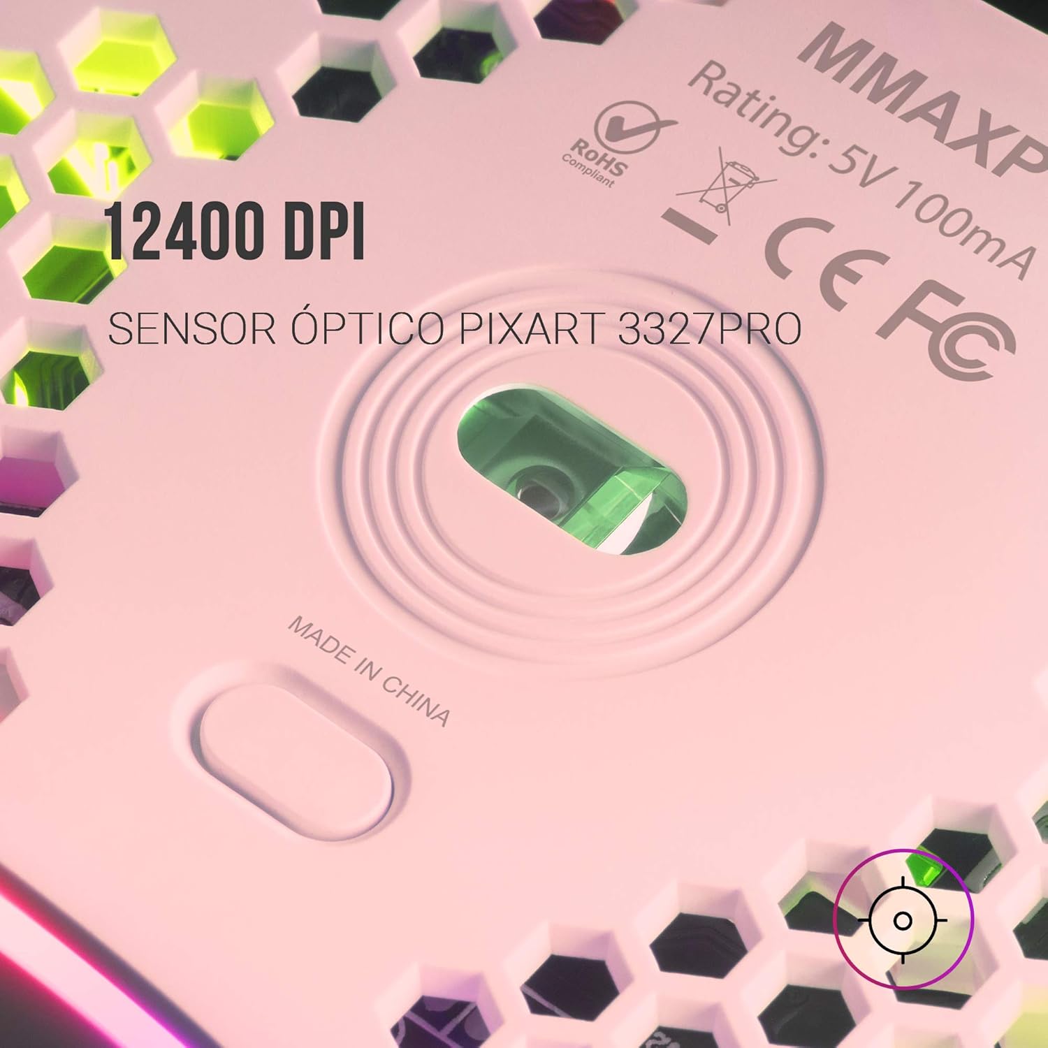 Mars Gaming MMAX Pink, Ultralight Mouse 69g, Optical 12400DPI, Chroma ...