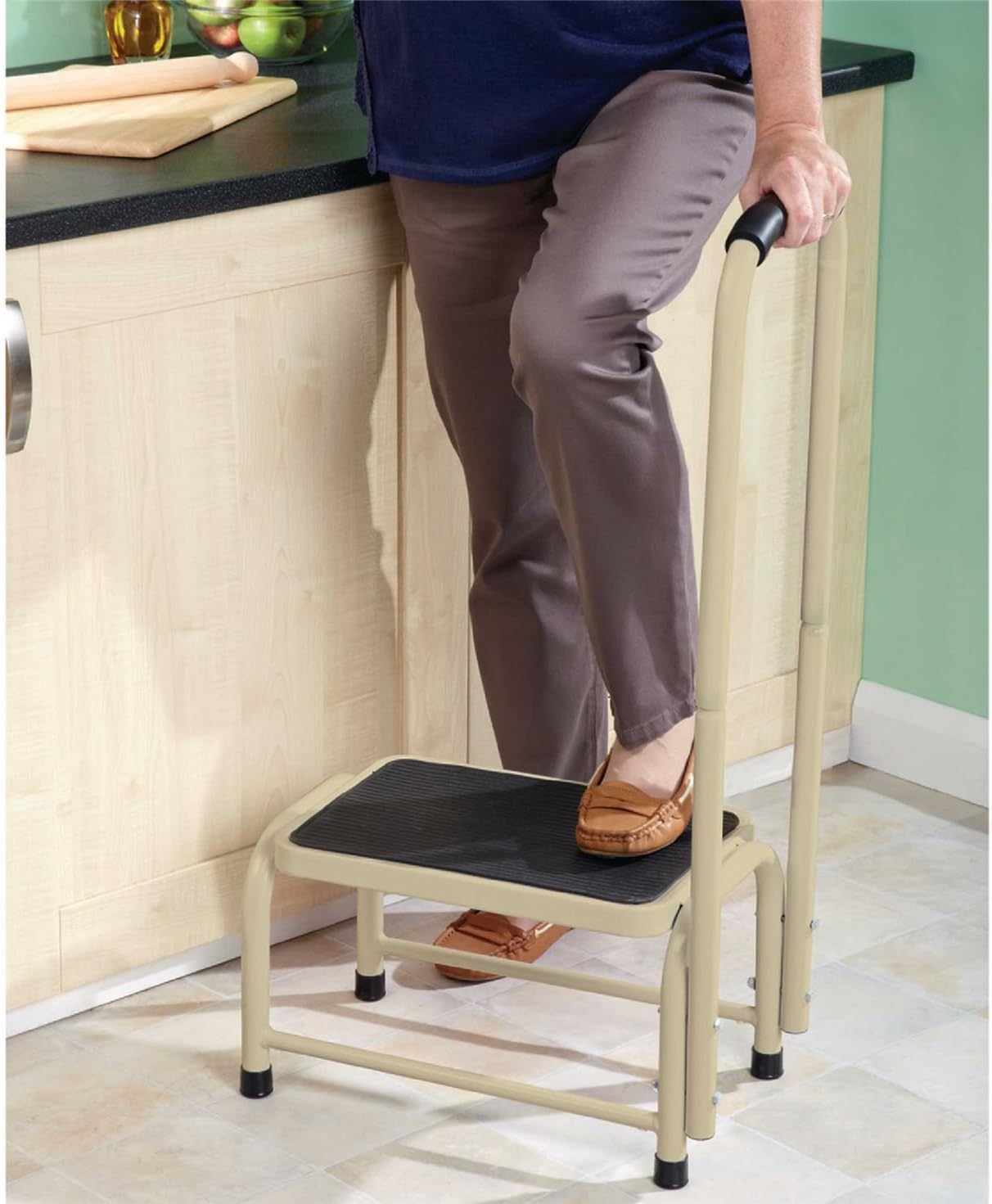 Bergman Single Step Stool Hand Rail Large Plate Non Slip Kitchen Multi ...