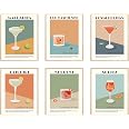 Amazon.com: Cocktail Wall Art Set of 6 Retro Cocktail Bar Wall Decor ...
